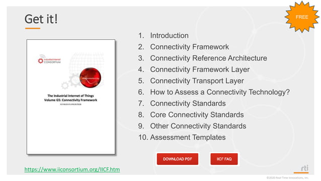 RIoT.org RTI Lunch & Learn: The IIC Connectivity Framework | PPT