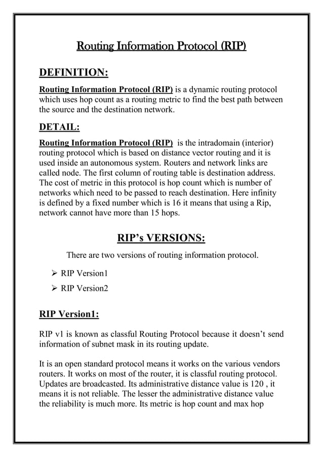 Routing Information Protocol (RIP) | PDF