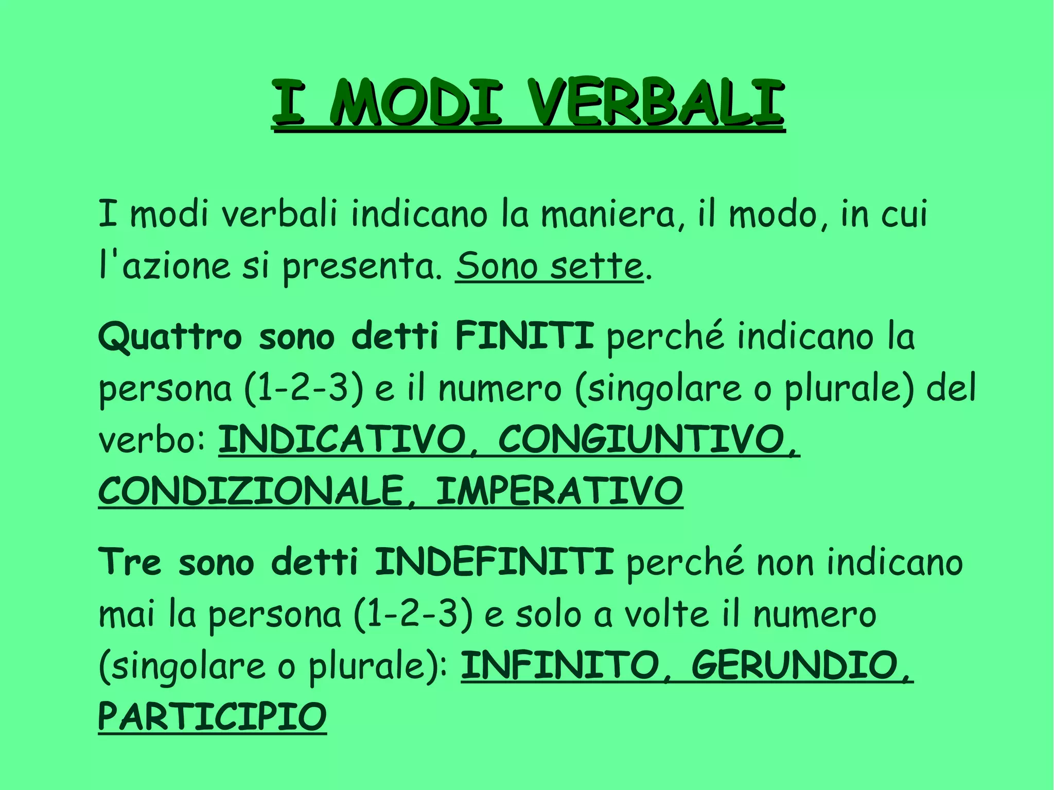Ripasso verbo in generale e indicativo | ODP