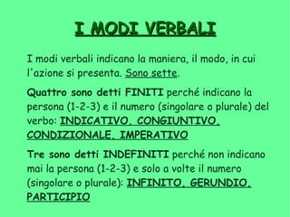 Ripasso verbo in generale e indicativo | ODP