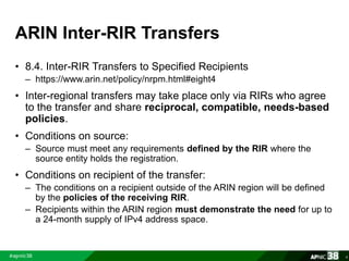 Update on RIPE NCC Inter-RIR Transfer proposal, by Adam Gosling [APNIC ...