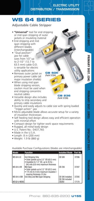 Ripley Utility Tool WS 64 Adjustable Cable Stripper | PDF
