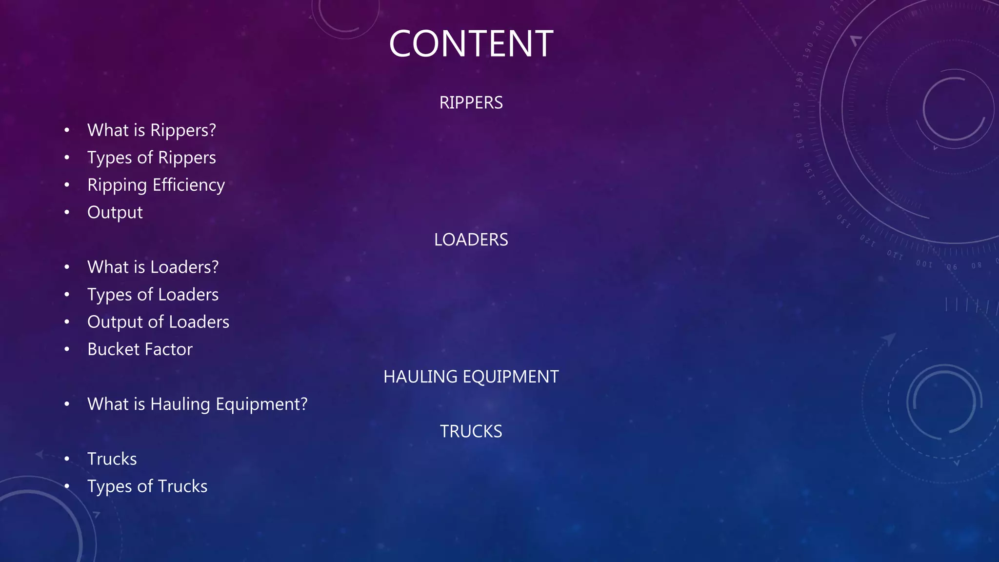 Rippers, loaders, trucks & hauling equipment | PPTX