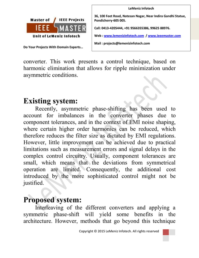Ripple minimization through harmonic elimination in asymmetric interleaved multiphase dc dc ...