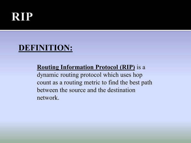 Routing Information Protocol(RIP) | PPT