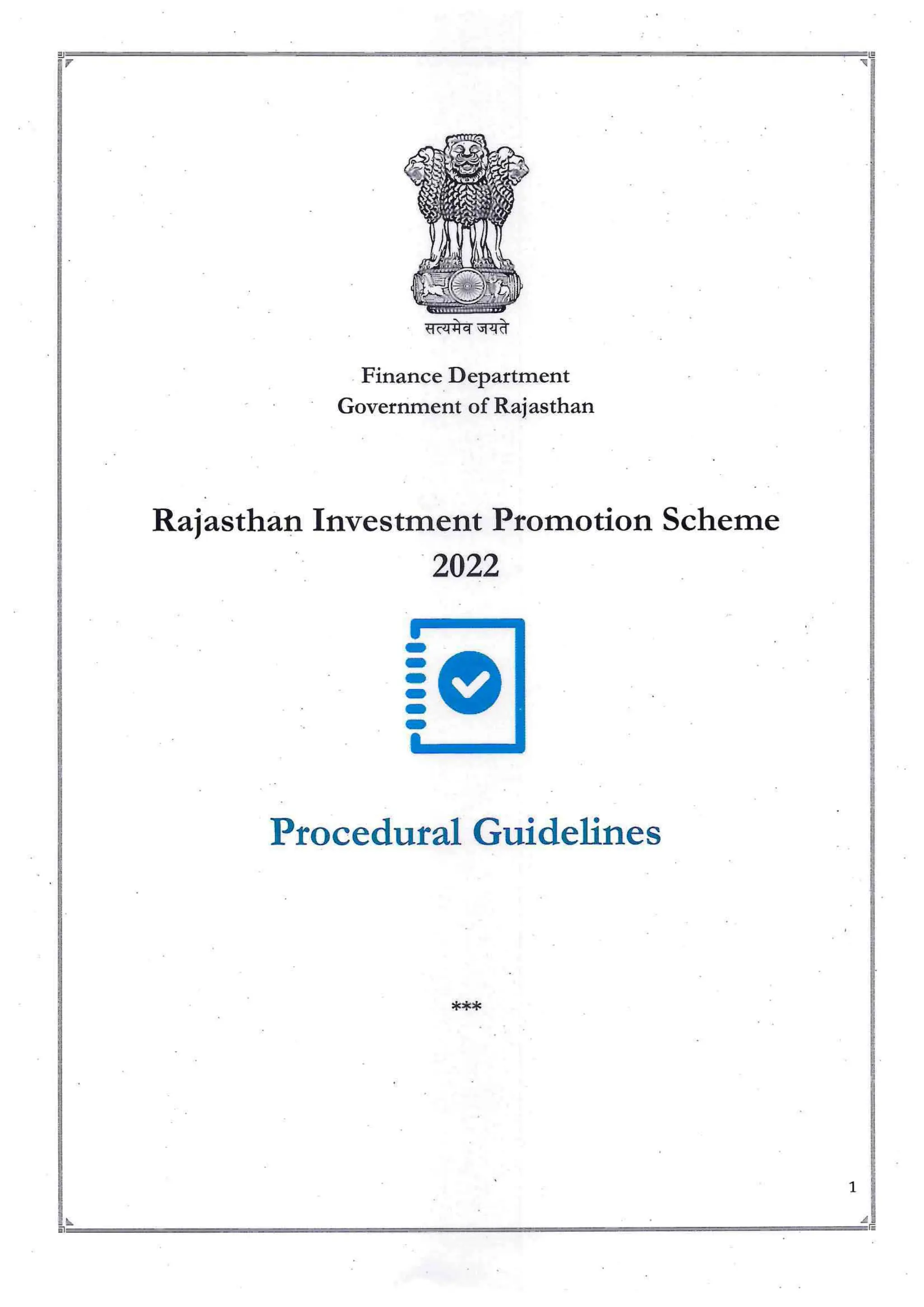Rajasthan Investment Promotion Scheme 2022 (RIPS-2022) - Simplified ...