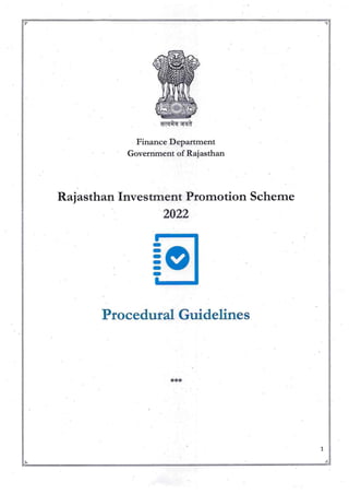 Rajasthan Investment Promotion Scheme 2022 (RIPS-2022) - Simplified ...