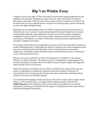 Rip Van Winkle Essay. PPT - Rip Van Winkle PowerPoint Presentation - ID ...