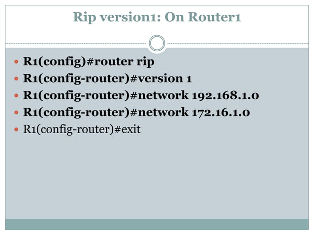 Rip version1 configuration on Cisco router | PPTX
