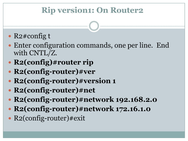 Rip version1 configuration on Cisco router | PPTX