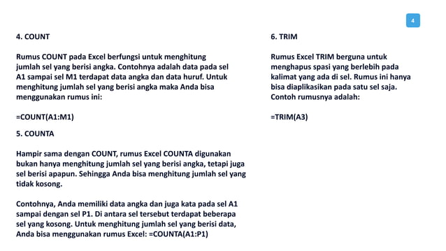 Rumus formuka dan fungsi Excel | PPTX