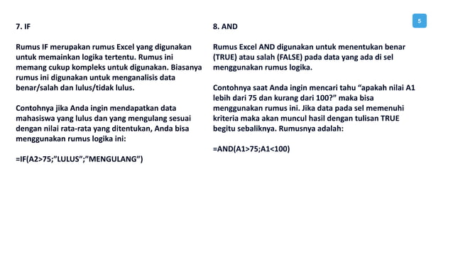 Rumus formuka dan fungsi Excel | PPTX
