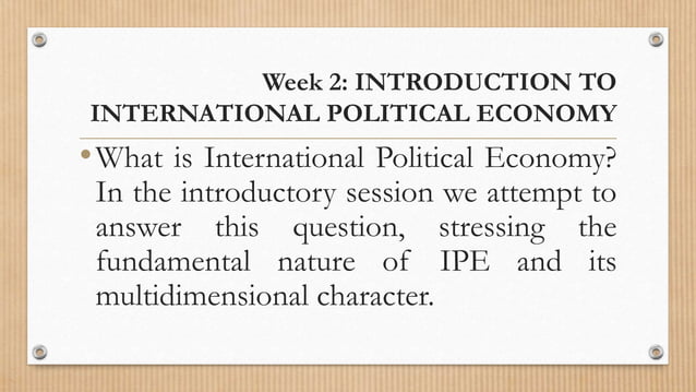 RIR 106 Introduction to International Political Economy course outline ...