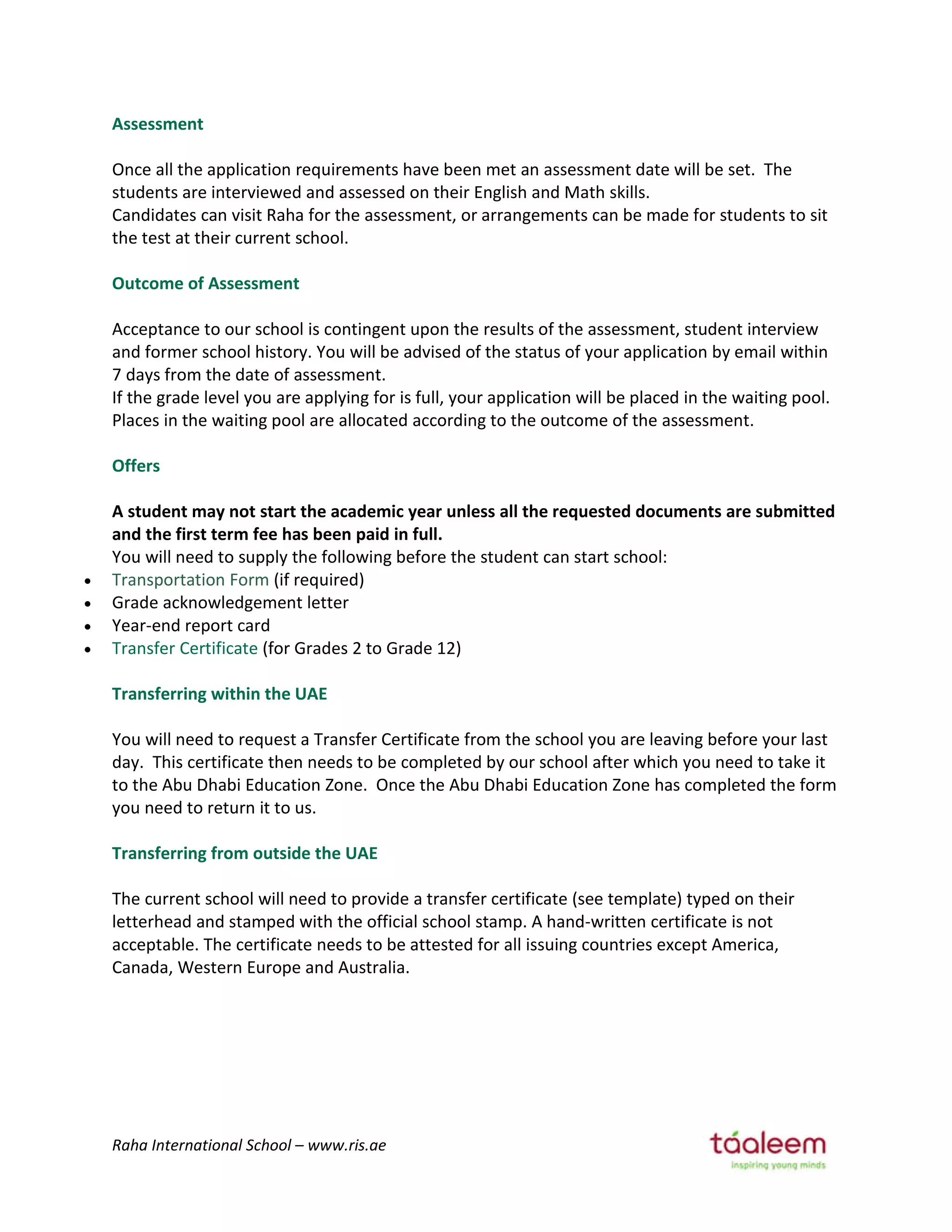 RIS - Admission & Online Application | PDF