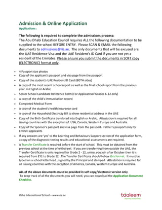 RIS - Admission & Online Application | PDF