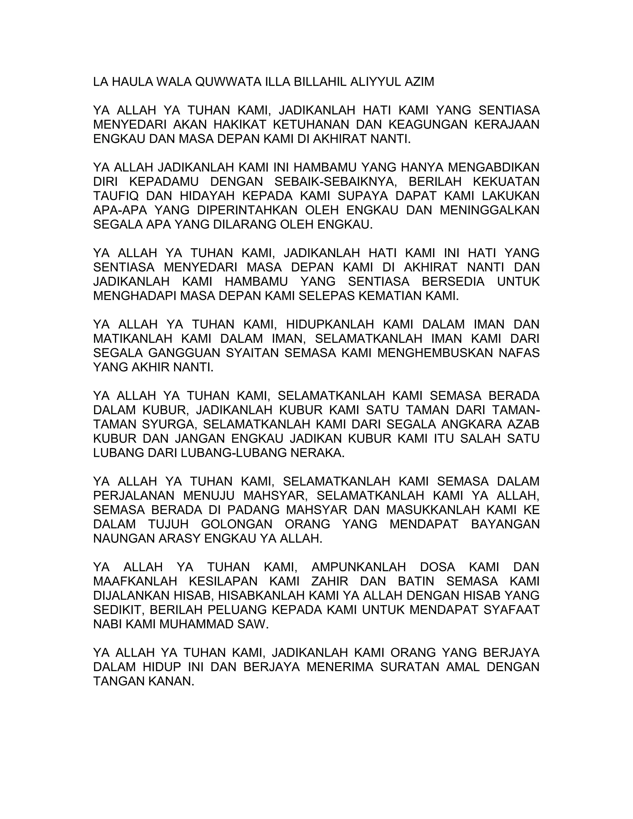 Risalah dakwah 058 doa arafah 1433h 2012m ( melayu ) | PDF