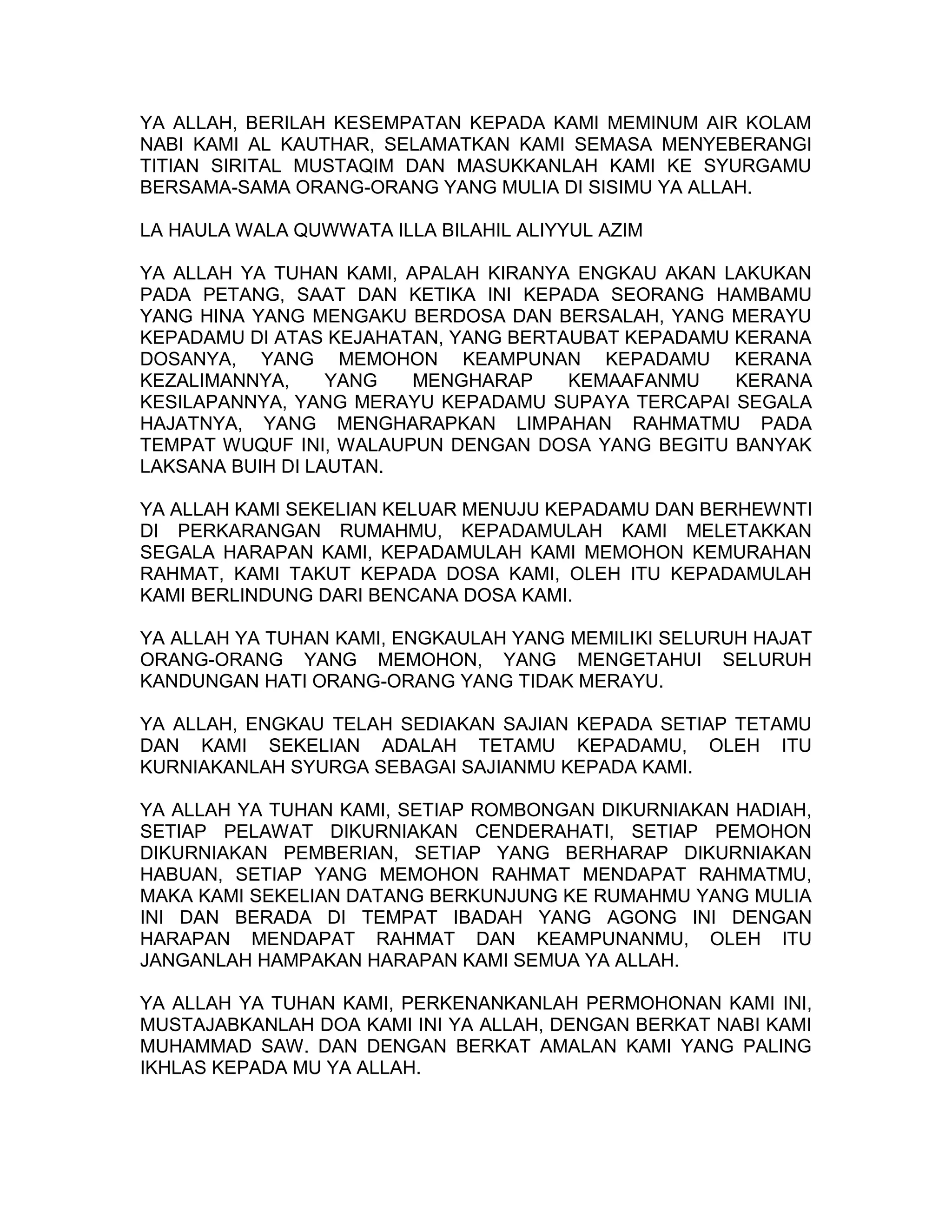 Risalah dakwah 058 doa arafah 1433h 2012m ( melayu ) | PDF