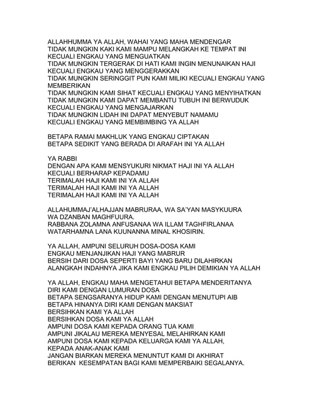 Risalah dakwah 058 doa arafah 1433h 2012m ( melayu ) | PDF