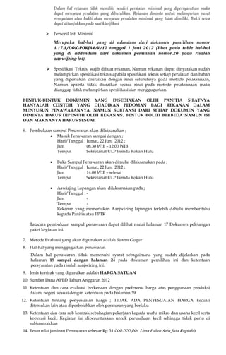 Risalah aanwijzing air bersih | PDF