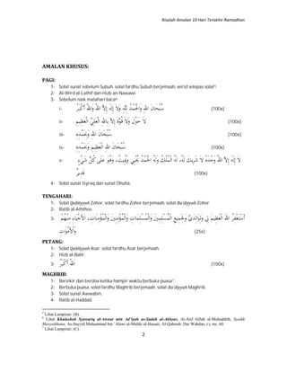 Risalah amalan 10 hari terakhir ramadhan | PDF