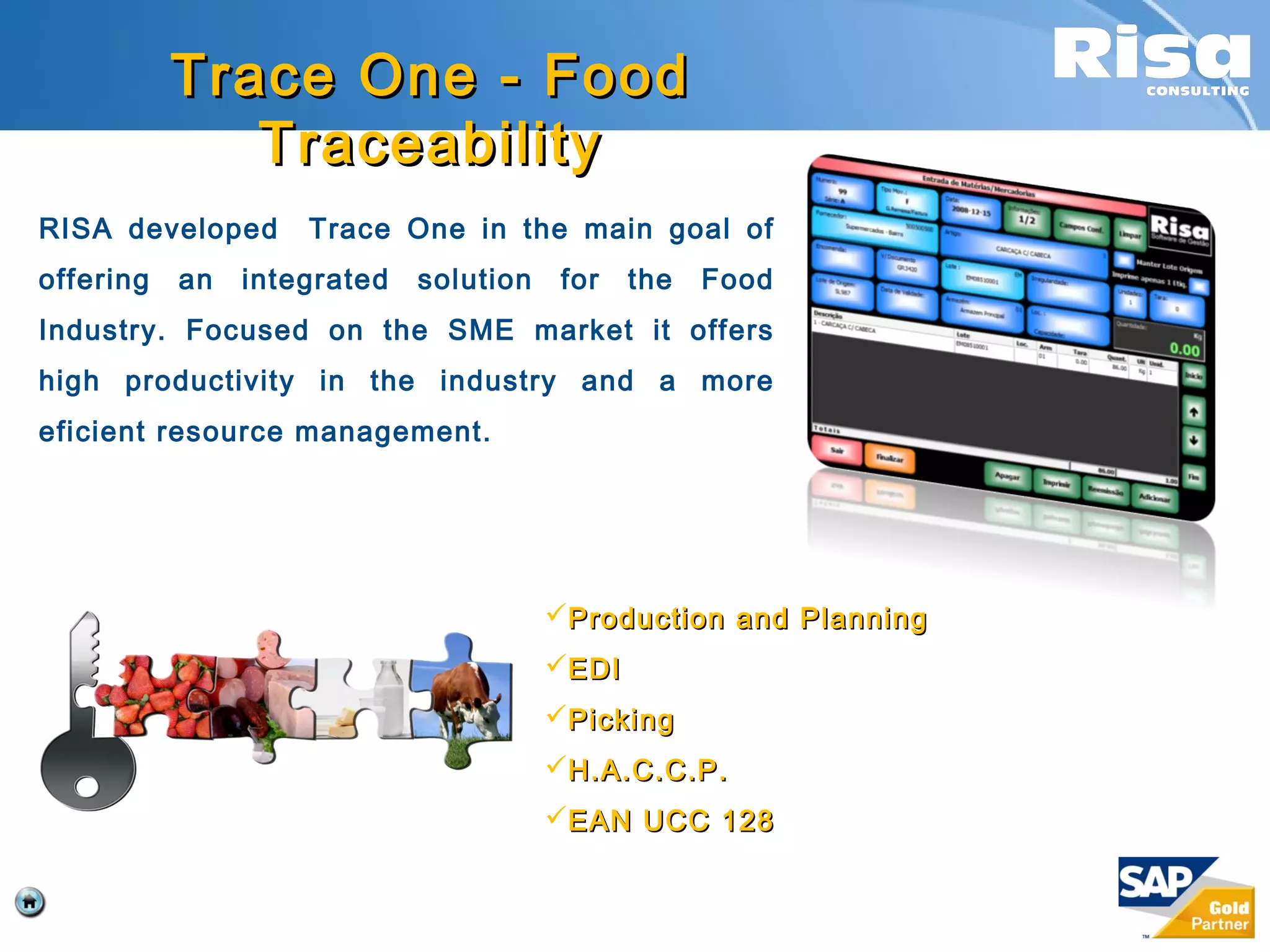 SAP Business One Addon - Trace One for Food Industry: Risa Consulting | PPT