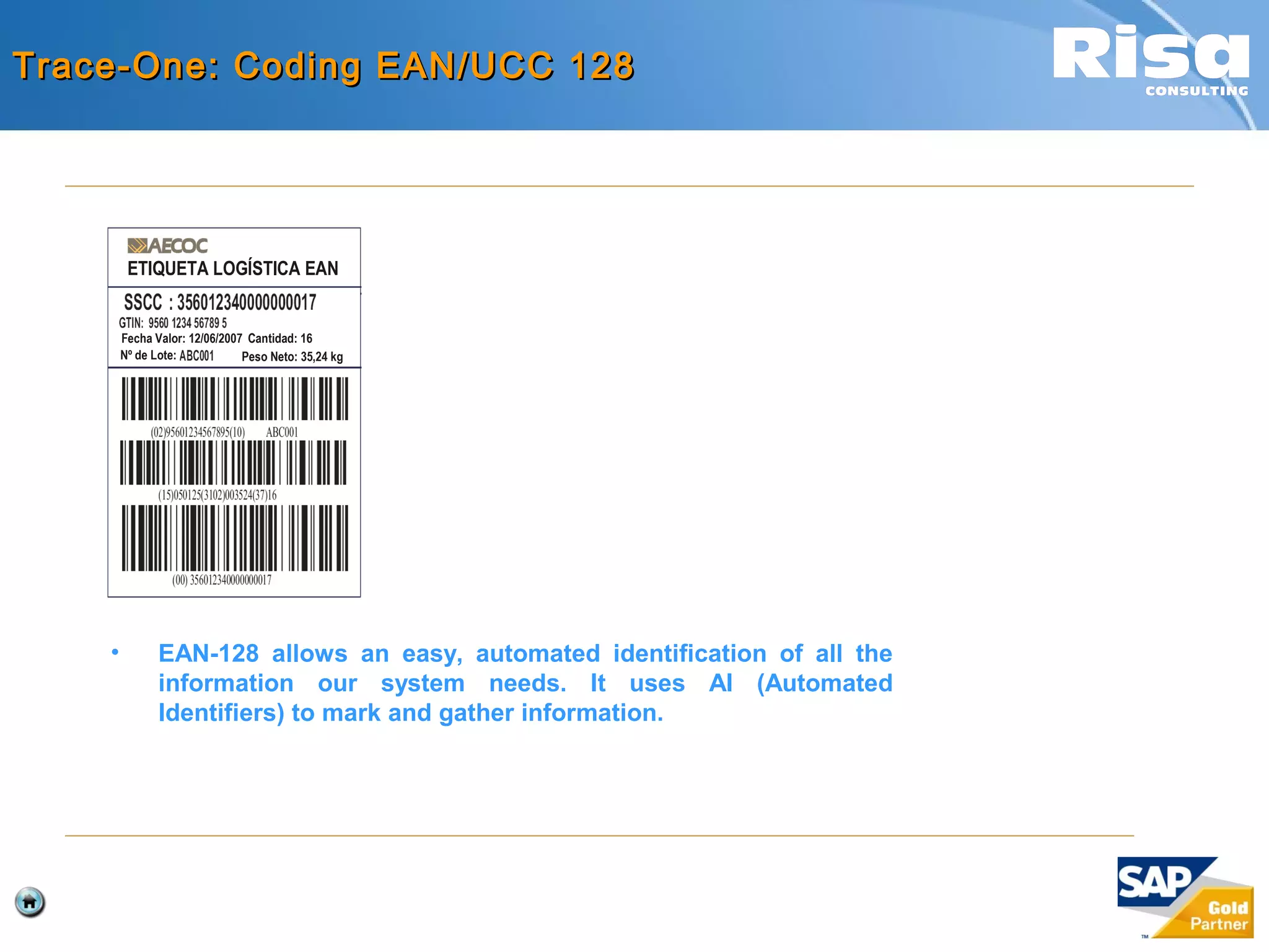 SAP Business One Addon - Trace One for Food Industry: Risa Consulting | PPT
