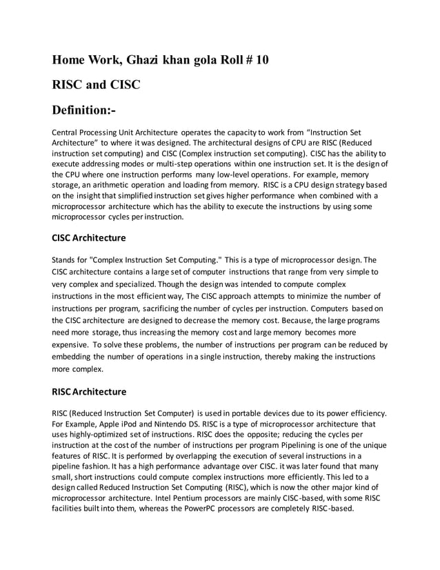 Risc and cisc | PDF