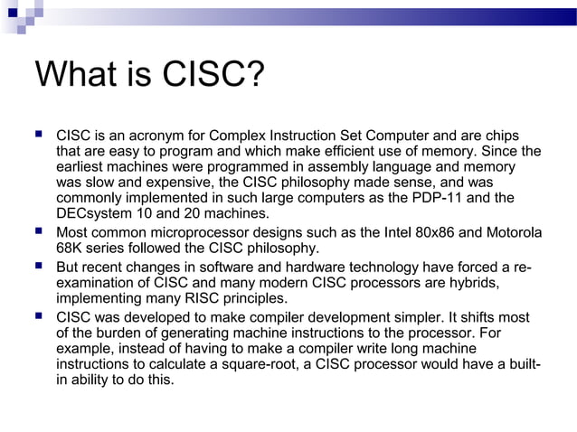 Risc and cisc eugene clewlow | PPT | Programming Languages | Computing
