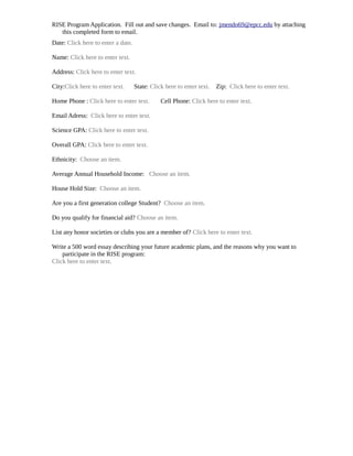 RISE Application | DOC | Education