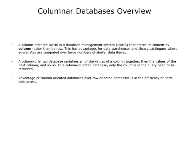 Rise of Column Oriented Database | PPTX
