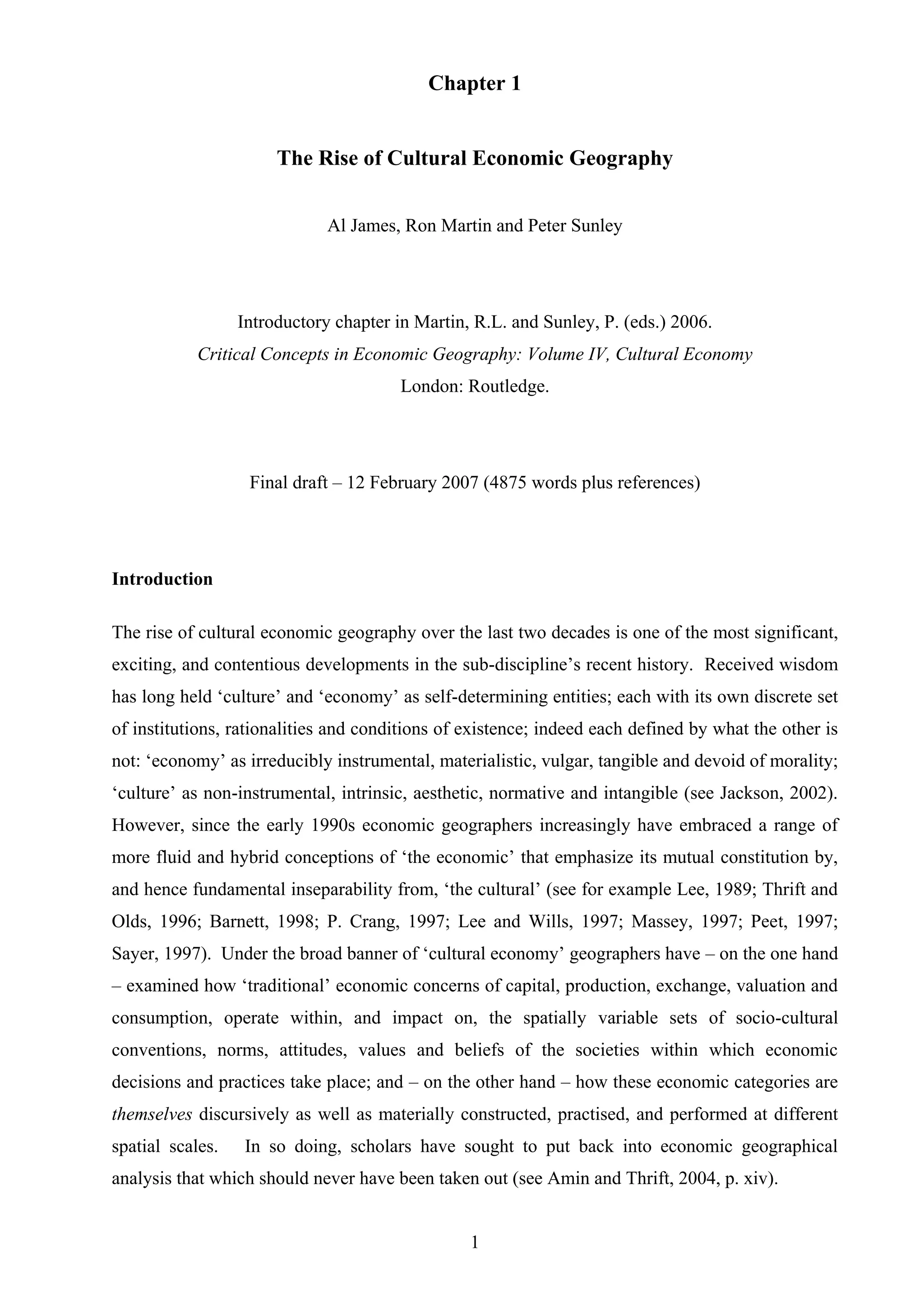 culture in economic geography | PDF