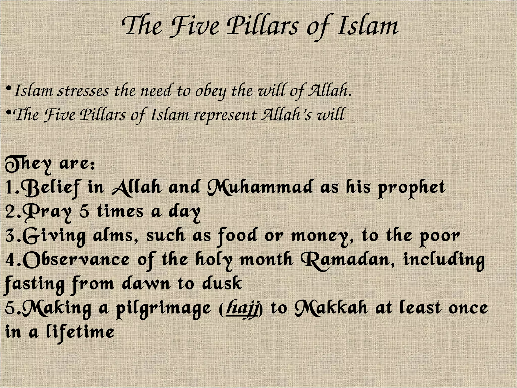 Rise of islam 5 pillars | PPT