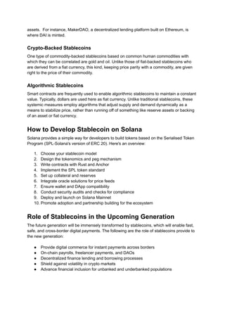 Rise of Stablecoin Development in Solana and its Types | PDF