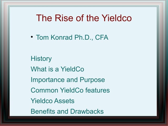 The Rise of the Yieldco | PPT