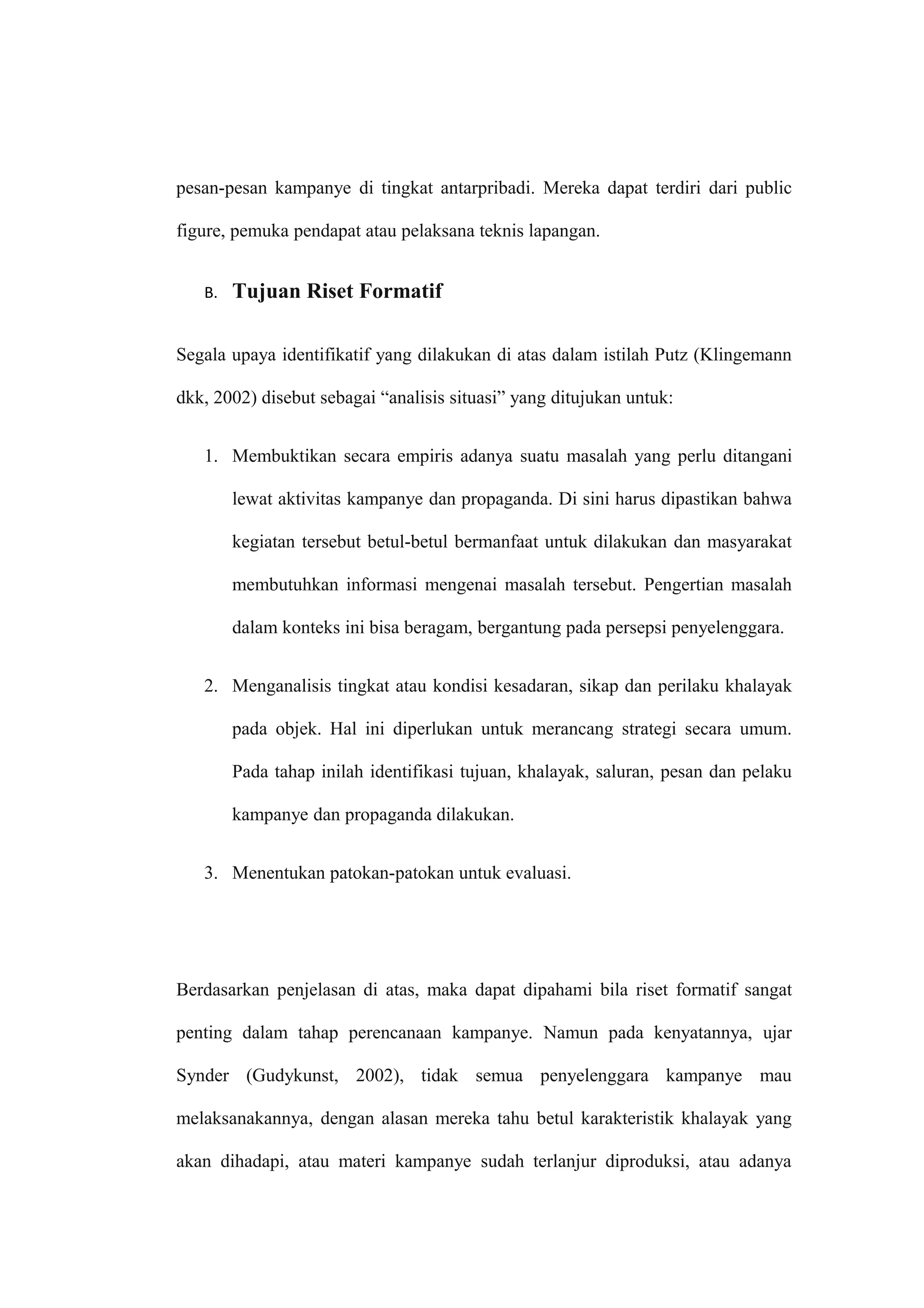 Riset formatif kampanye dan propaganda | DOC