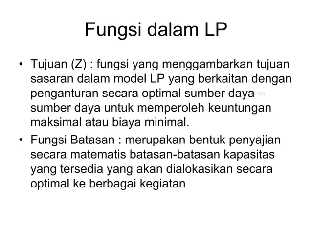 ITP UNS SEMESTER 2 Riset operasi (materi kuliah) | PPT