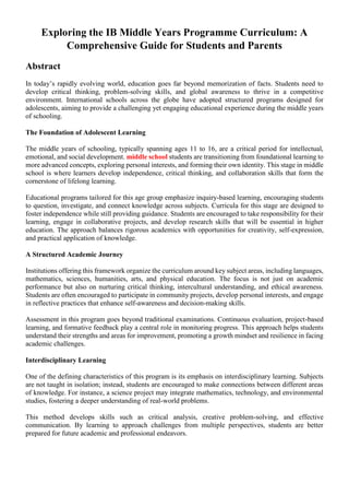 Exploring the IB Middle Years Programme Curriculum: A Comprehensive ...