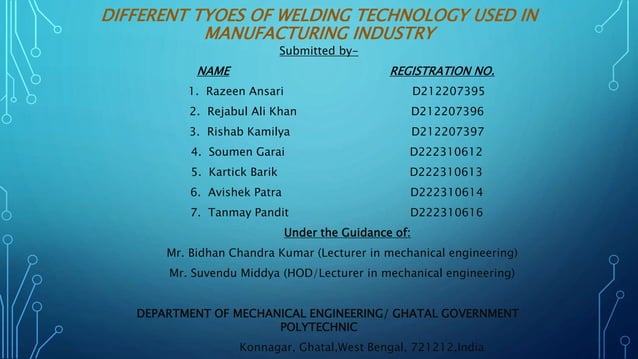 Different types of welding process and . | PPT