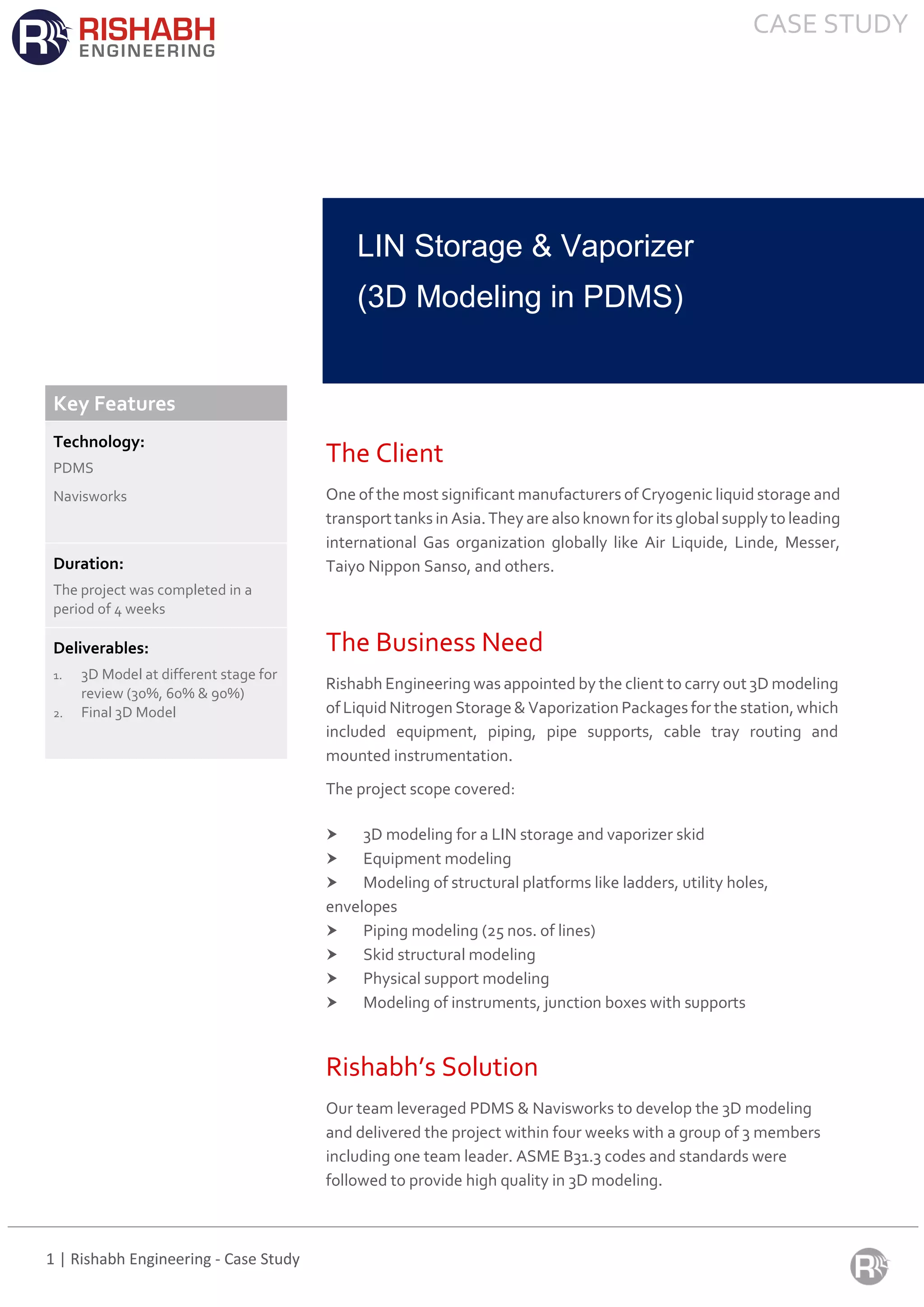 3D Modeling for LIN Storage & Vaporizer Skid Using PDMS | PDF