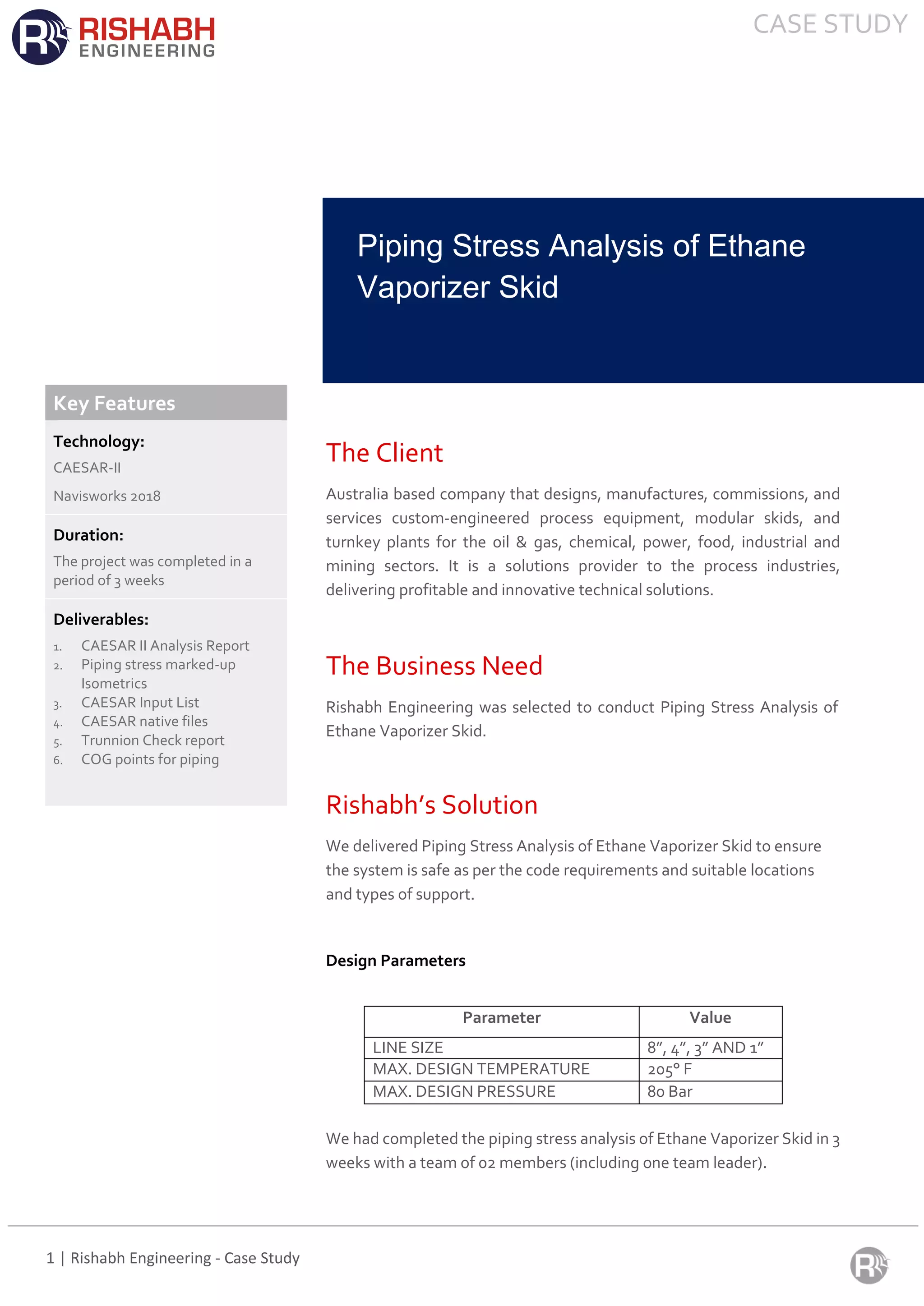 Pipe Stress Analysis of Ethane Vaporizer Skid using CAESAR II | PDF