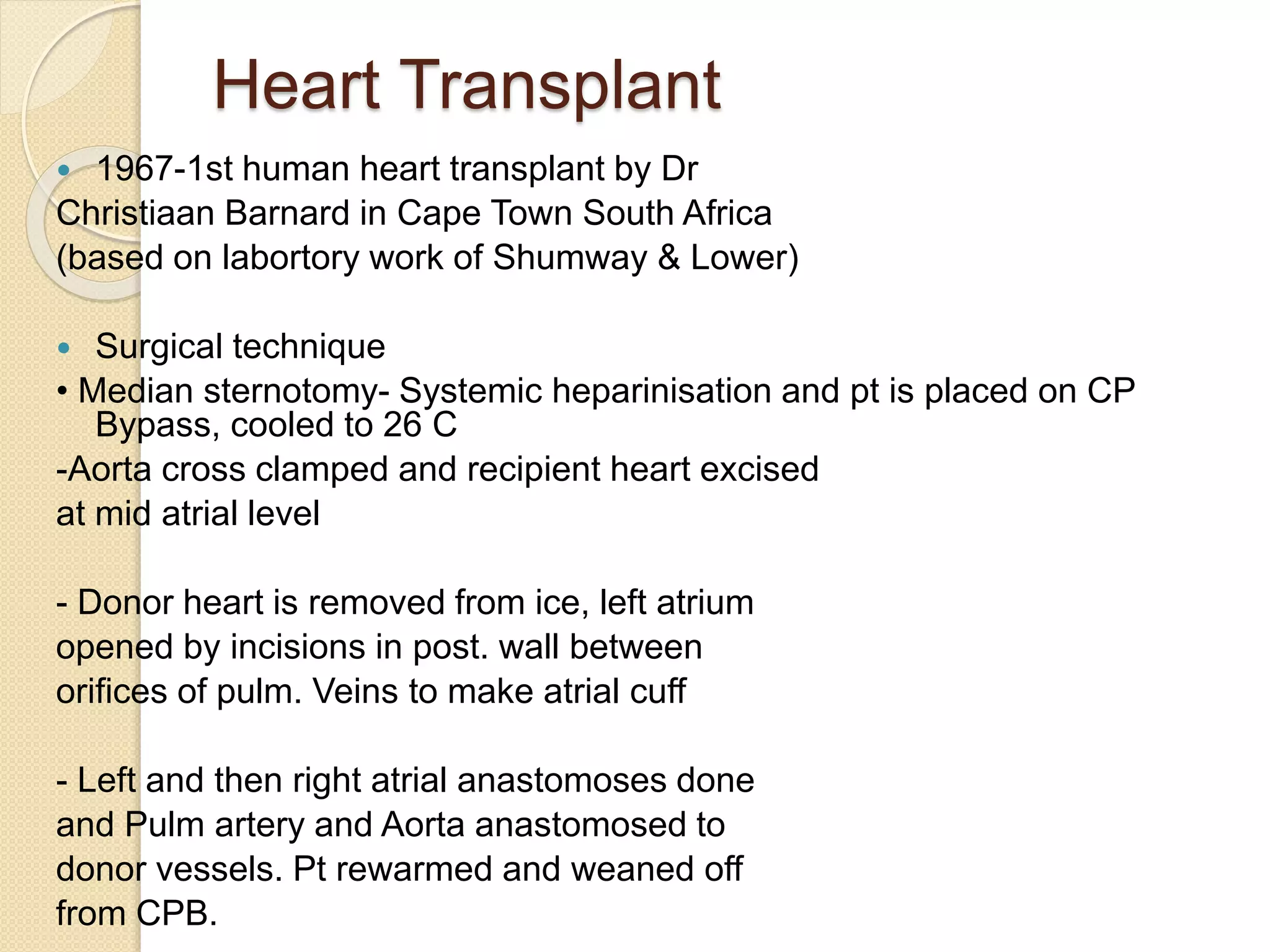 Transplantation of organ types and techniques | PPTX