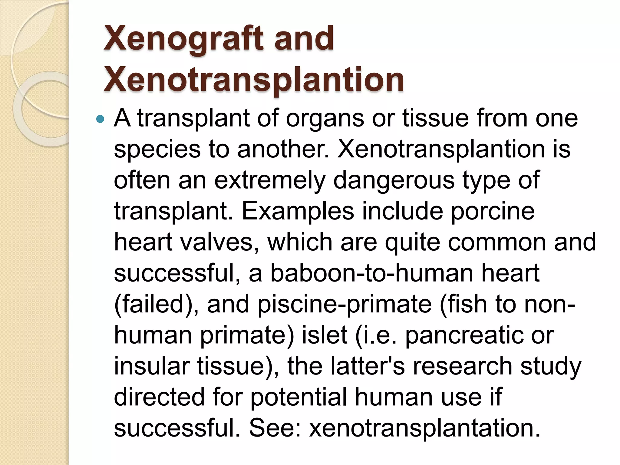 Transplantation of organ types and techniques | PPTX