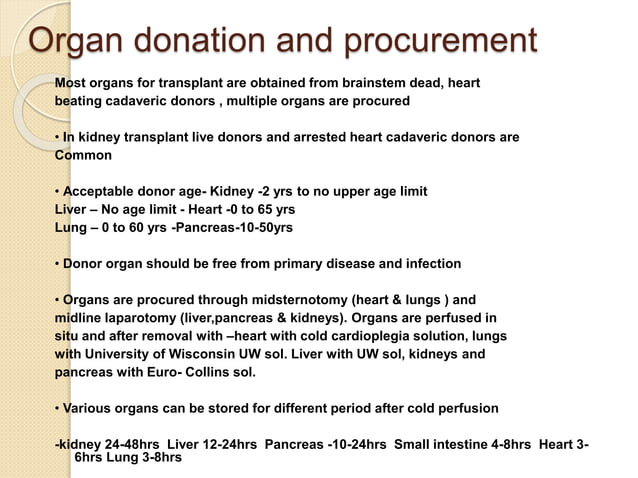 Transplantation of organ types and techniques | PPTX