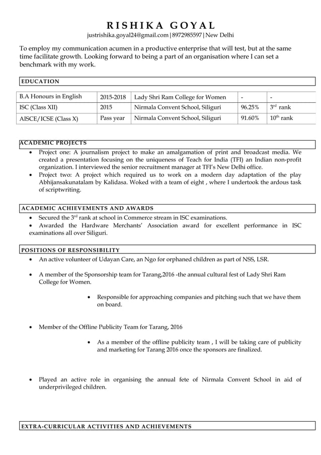 Rishika goyal cv | DOC
