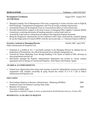 Rishi kapoor resume 2017 | PDF