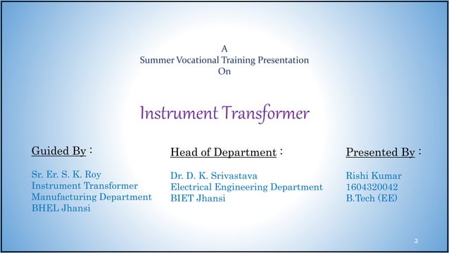 Instrument Transformer Presentation | PPTX | Computer Networking | Computing