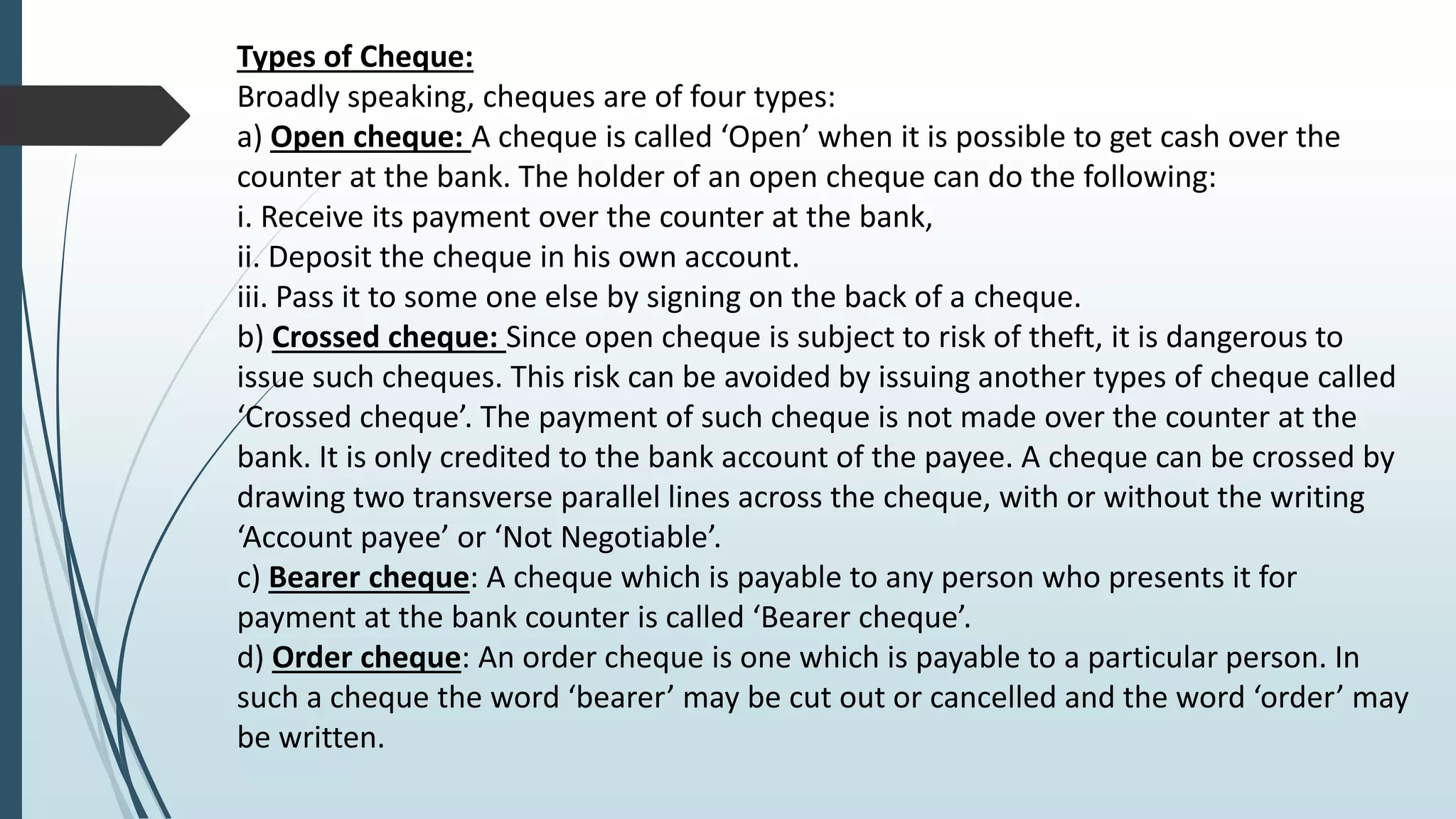 Various types of Negotiable Instruments | PPTX