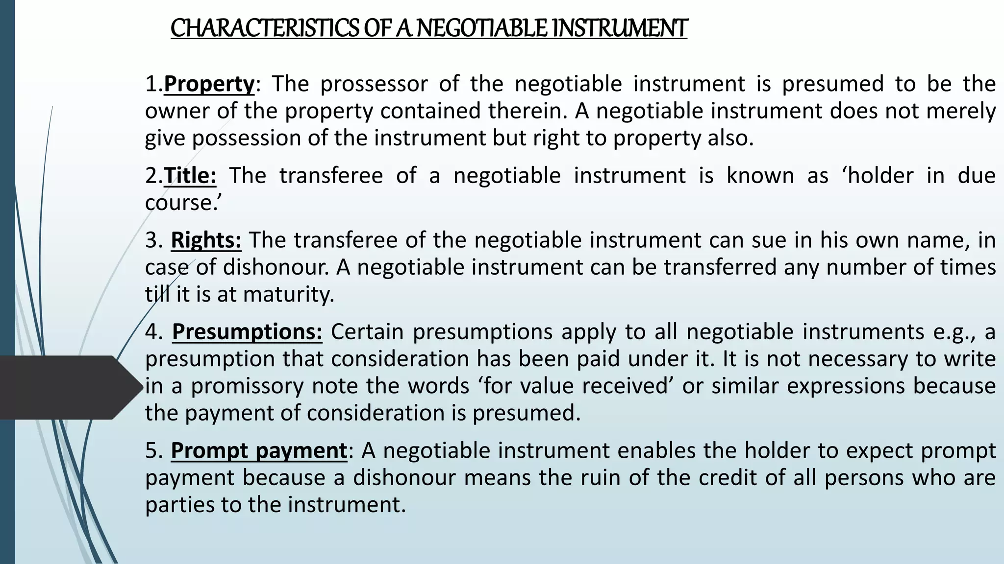Various types of Negotiable Instruments | PPTX