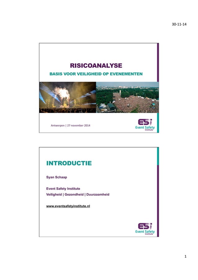 Festivak 2014 Antwerpen_Syan Schaap_Risicoanalyse | PDF