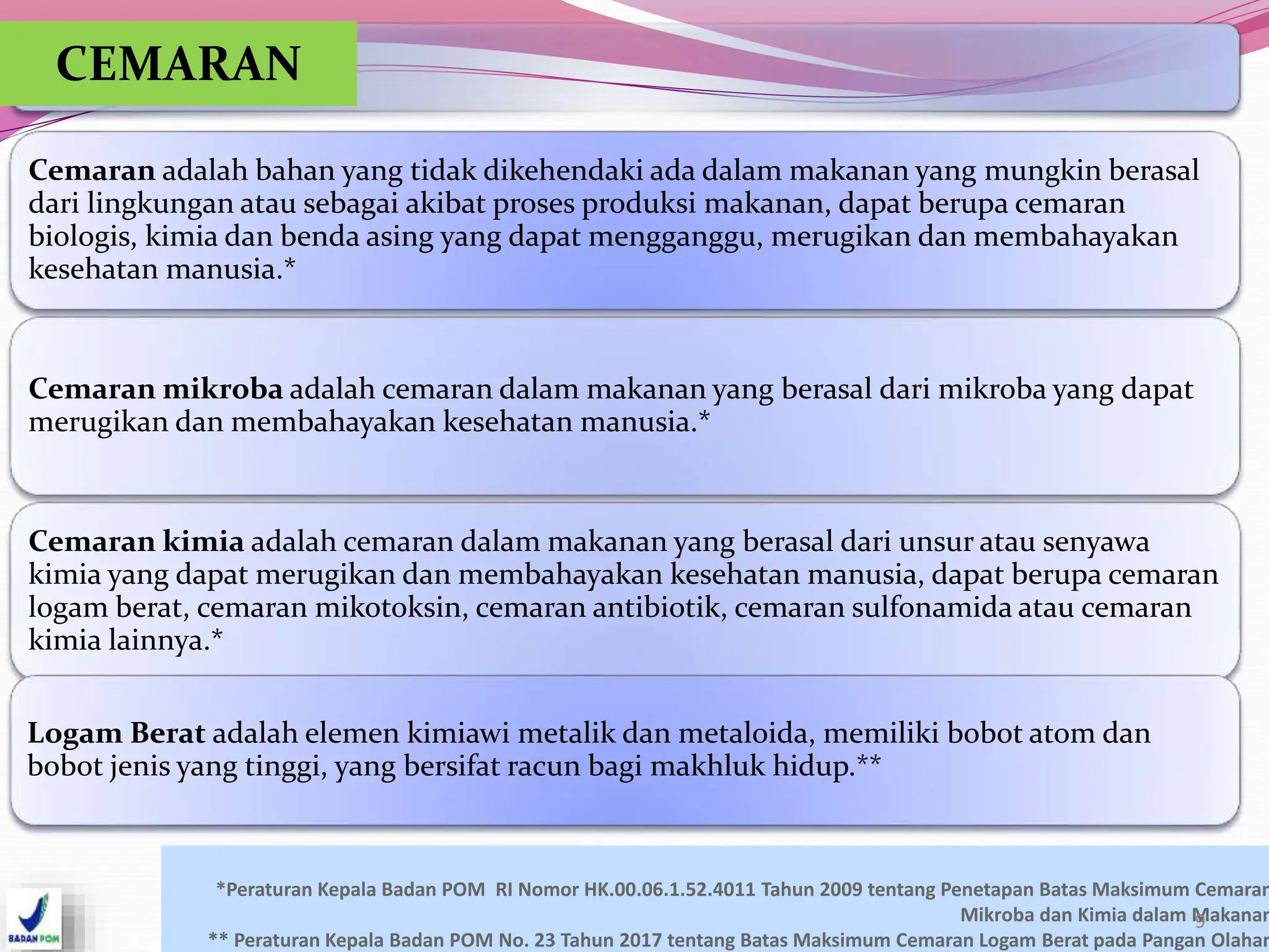 Presentasi jenis cemaran dan analisis resikonya | PPT